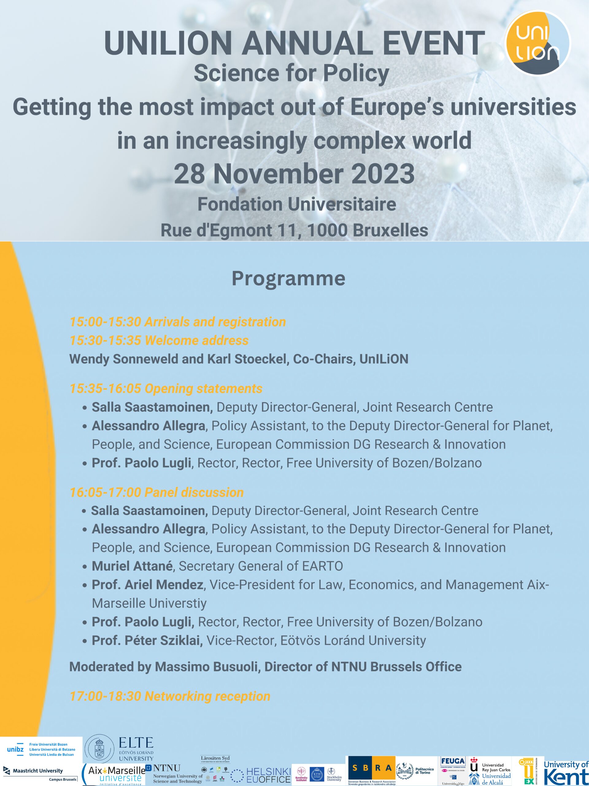 UnILiON Annual Event – Science for policy, getting the most impact out of Europe’s universities ...